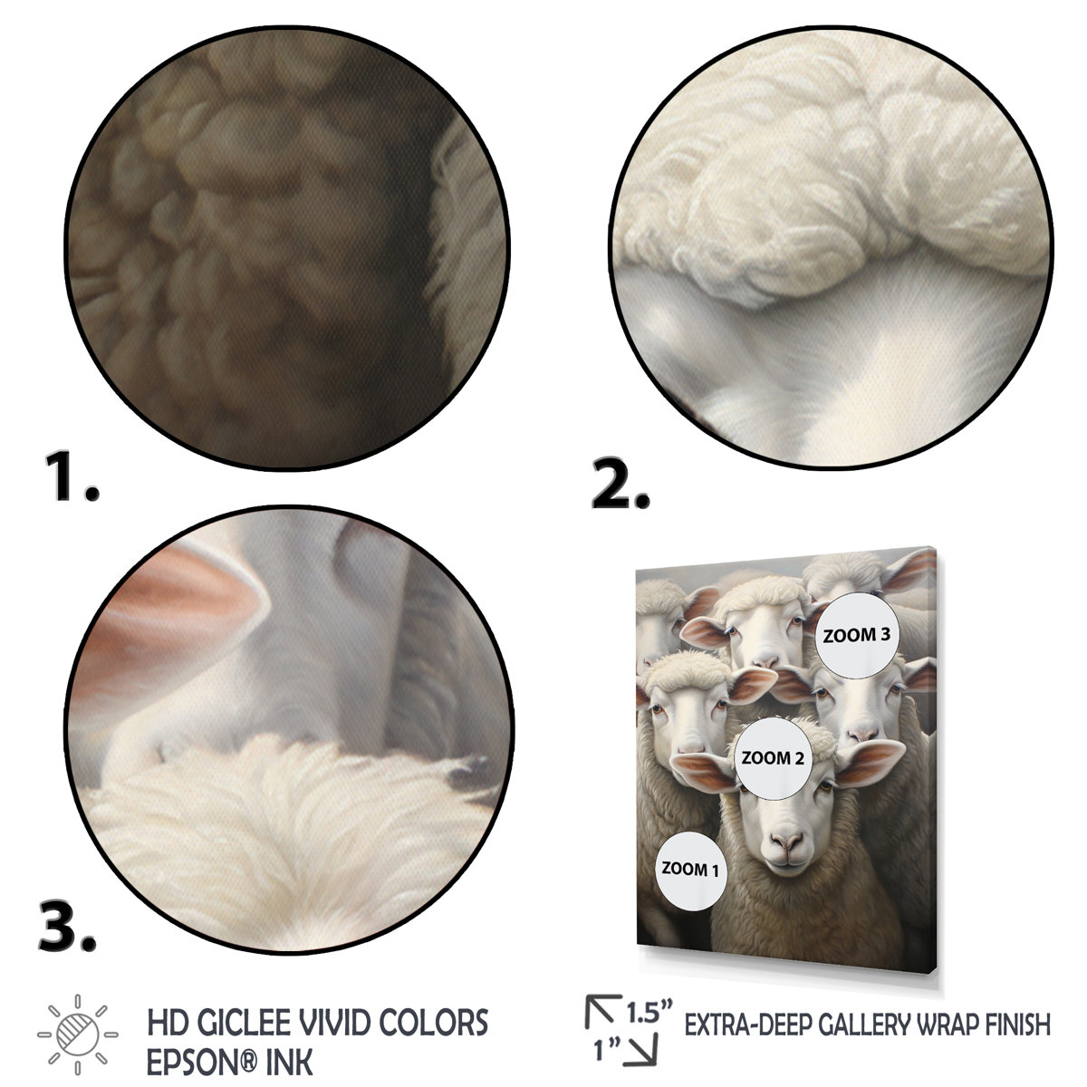 Rosalind Wheeler Realistic Sheeps Portrait - Animals Wall Decor | Wayfair